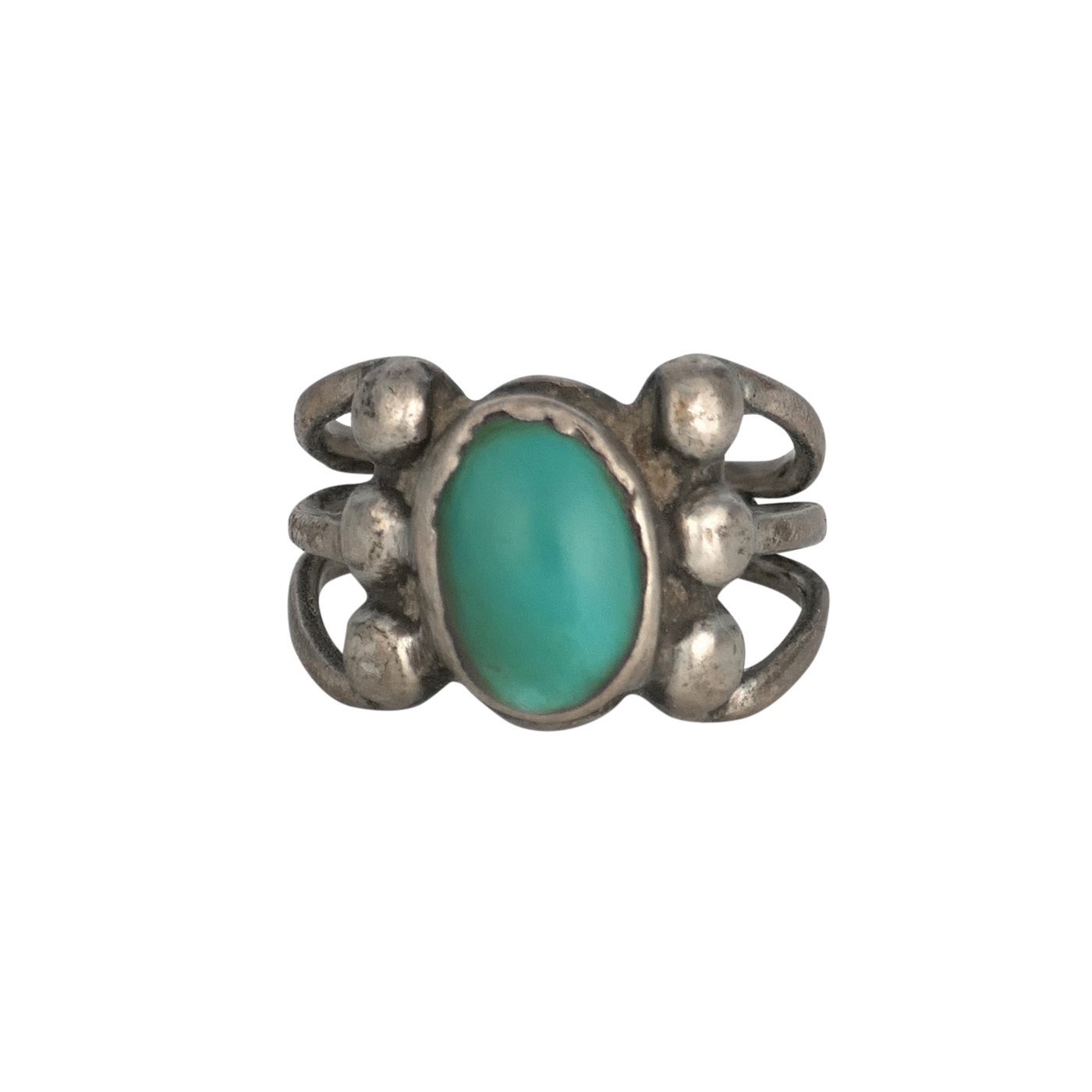 Navajo Silver Split Shank Ring with Turquoise Cabochon, c.1900 ...