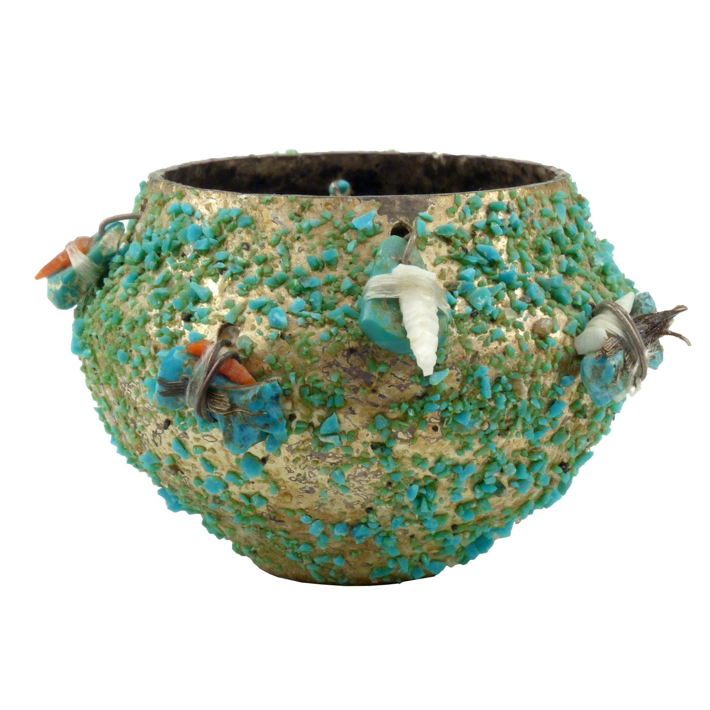 White Buffalo, Encrusted Turquoise with Nine Fetishes | Shiprock Santa Fe