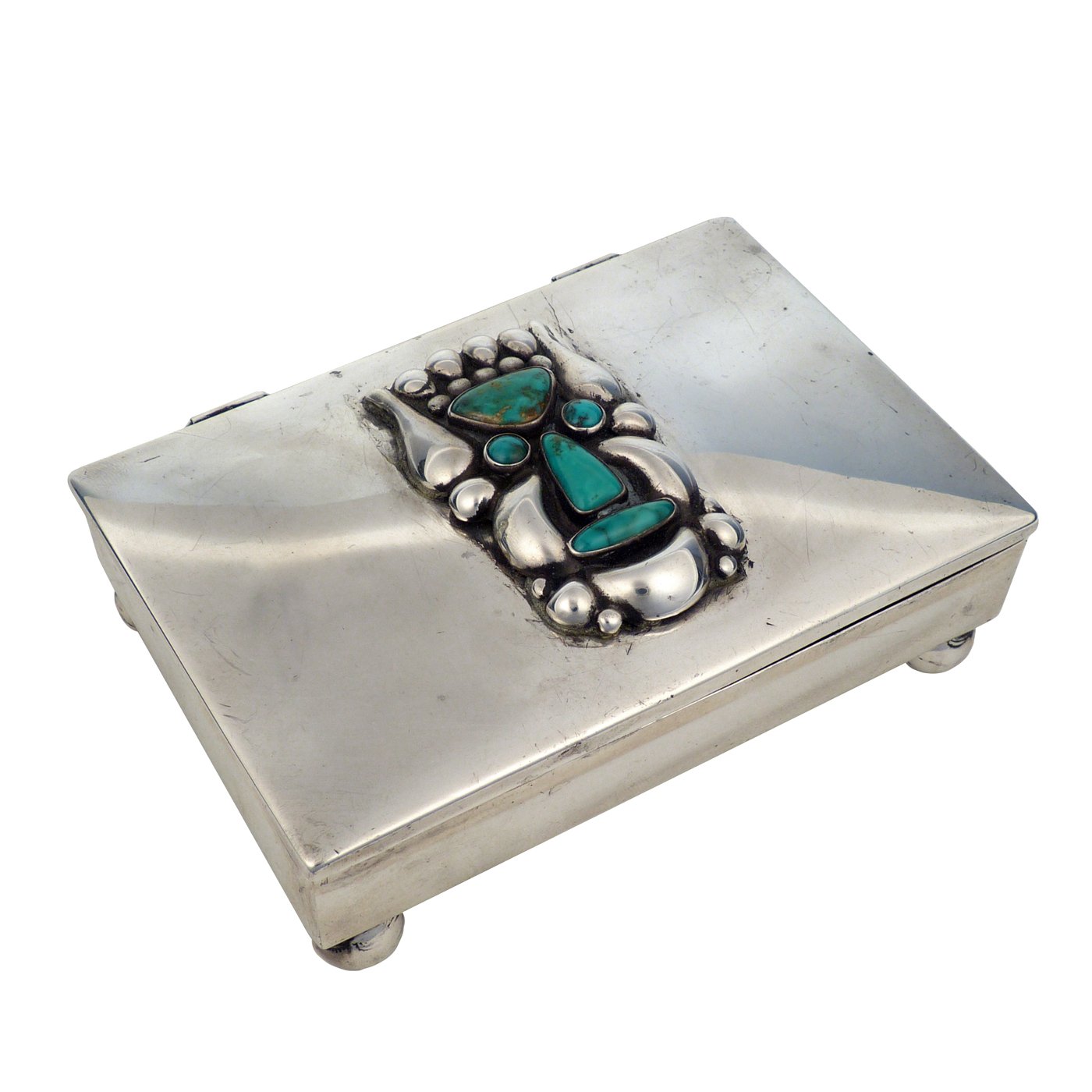 Frank Patania Silver Box with Turquoise, c.1950 | Shiprock Santa Fe