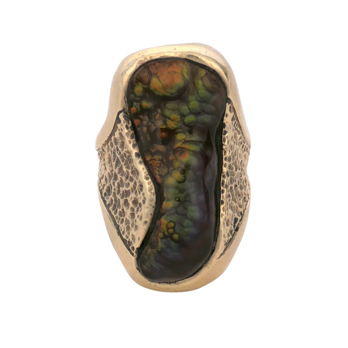 Lee Epperson, Cherokee Gold Ring with Fire Agate Cabochon | Shiprock ...