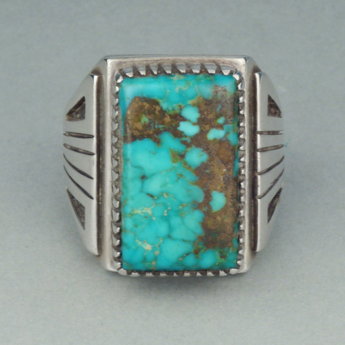Silver Ring with Rectangular Turquoise | Shiprock Santa Fe