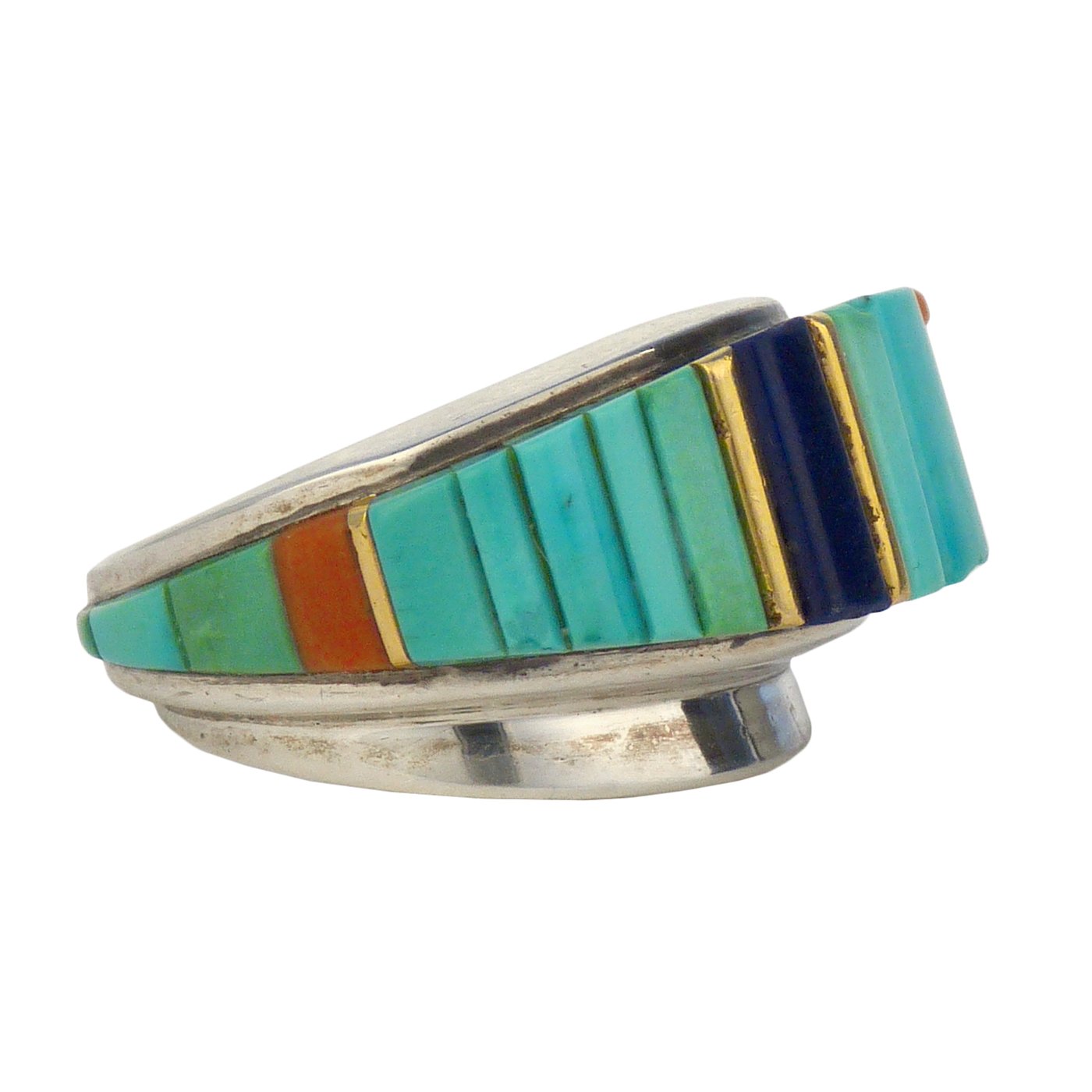 Charles Loloma, Hopi Silver Ring with Height Inlay | Shiprock Santa Fe