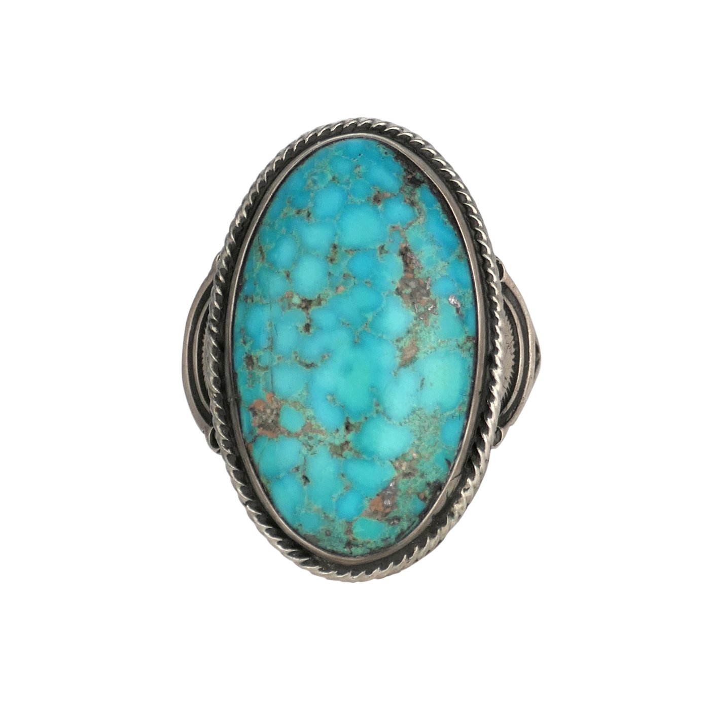 Navajo Silver Split Shank Ring with Turquoise Cabochon, c.1940 ...