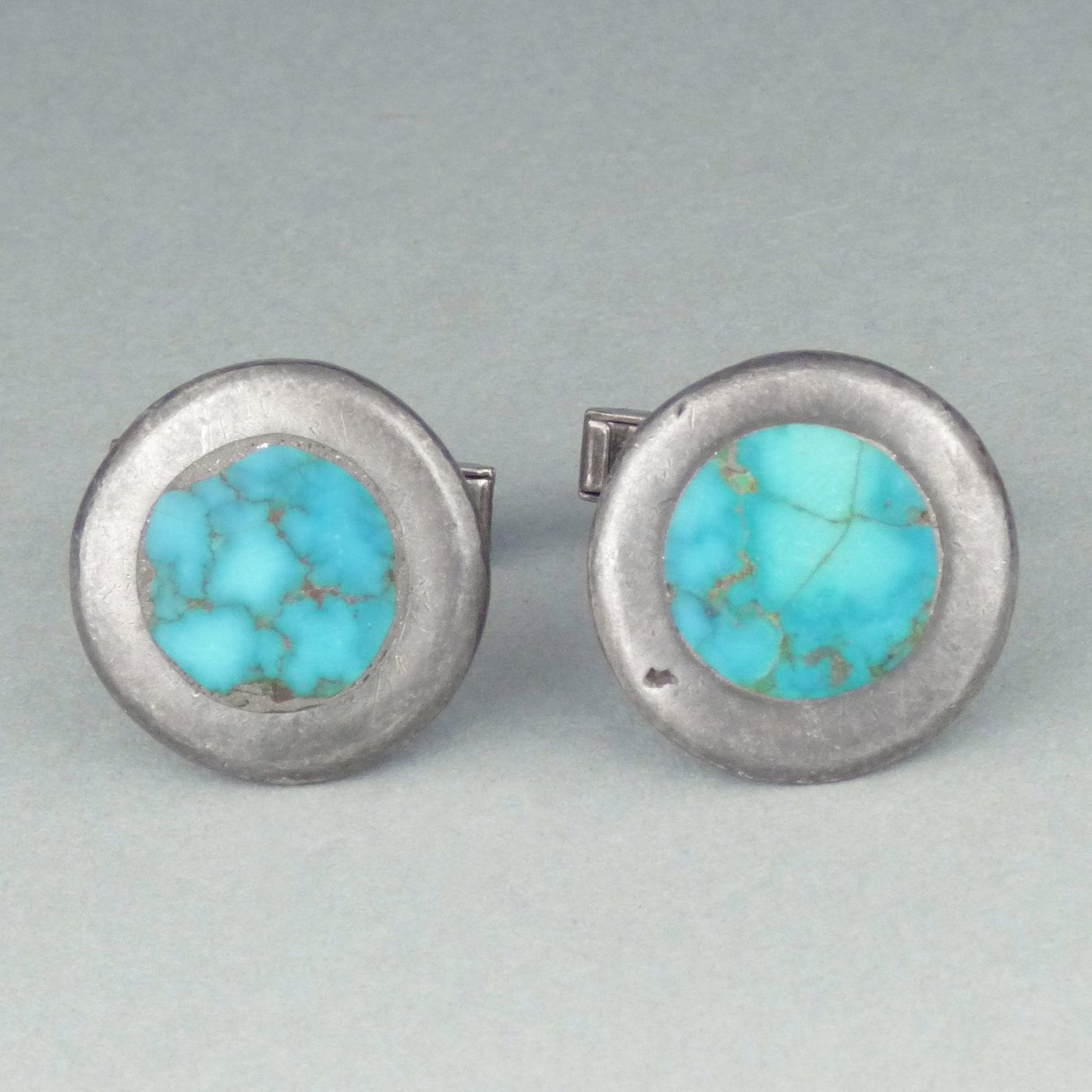 Zuni Silver Cufflinks with Turquoise Inlay, c.1960 | Shiprock Santa Fe