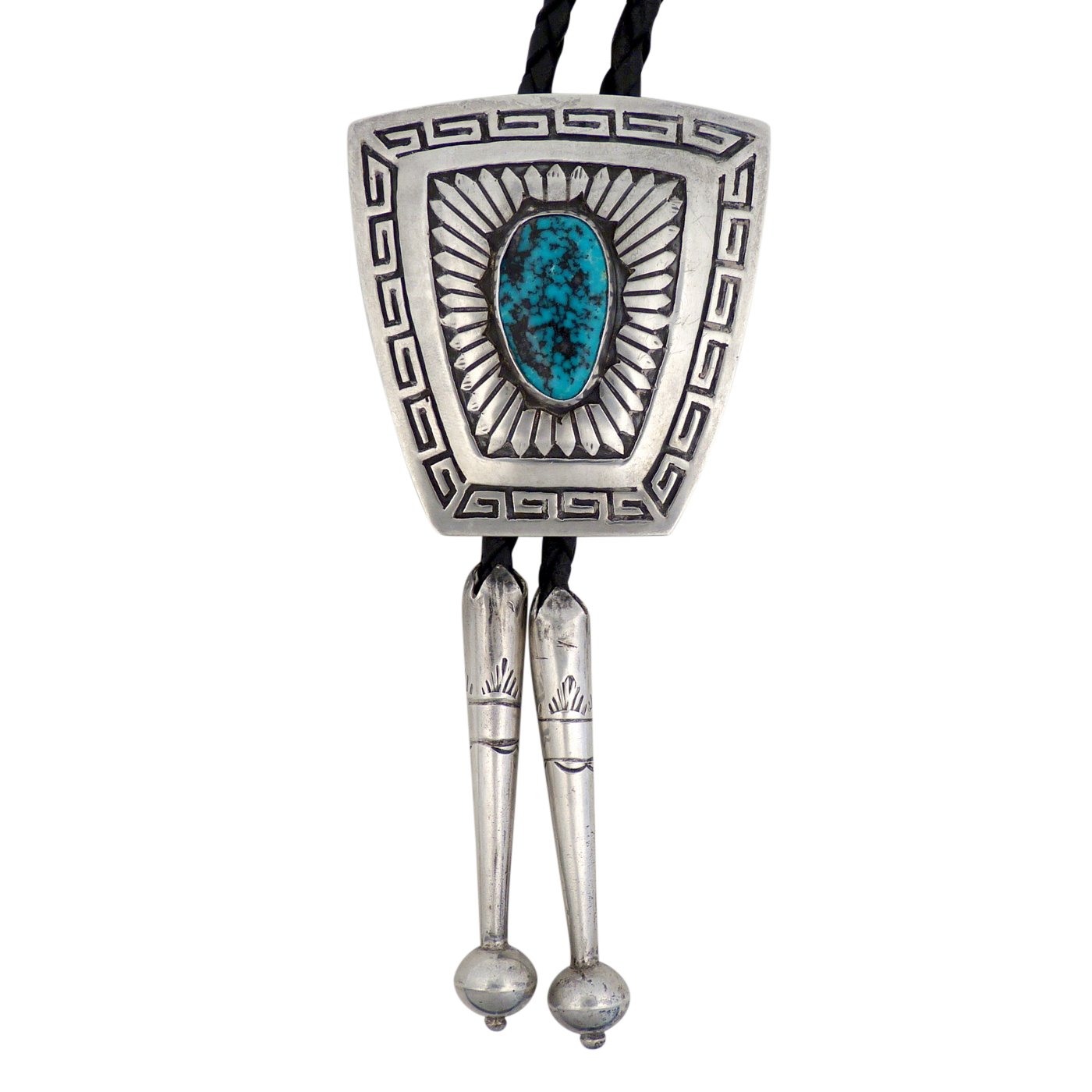 Willie Yazzie, Navajo Silver Bolo Tie with Turquoise Cabochon ...