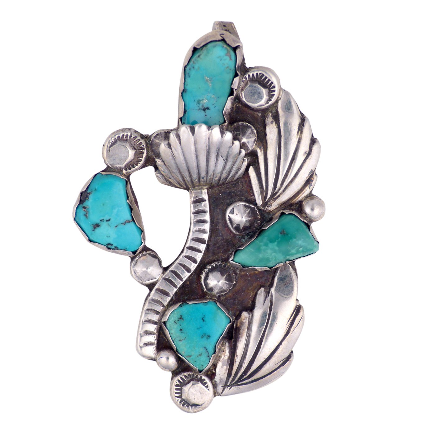 Dan Simplicio, Zuni Silver Pendant with Four Turquoise Cabochons ...
