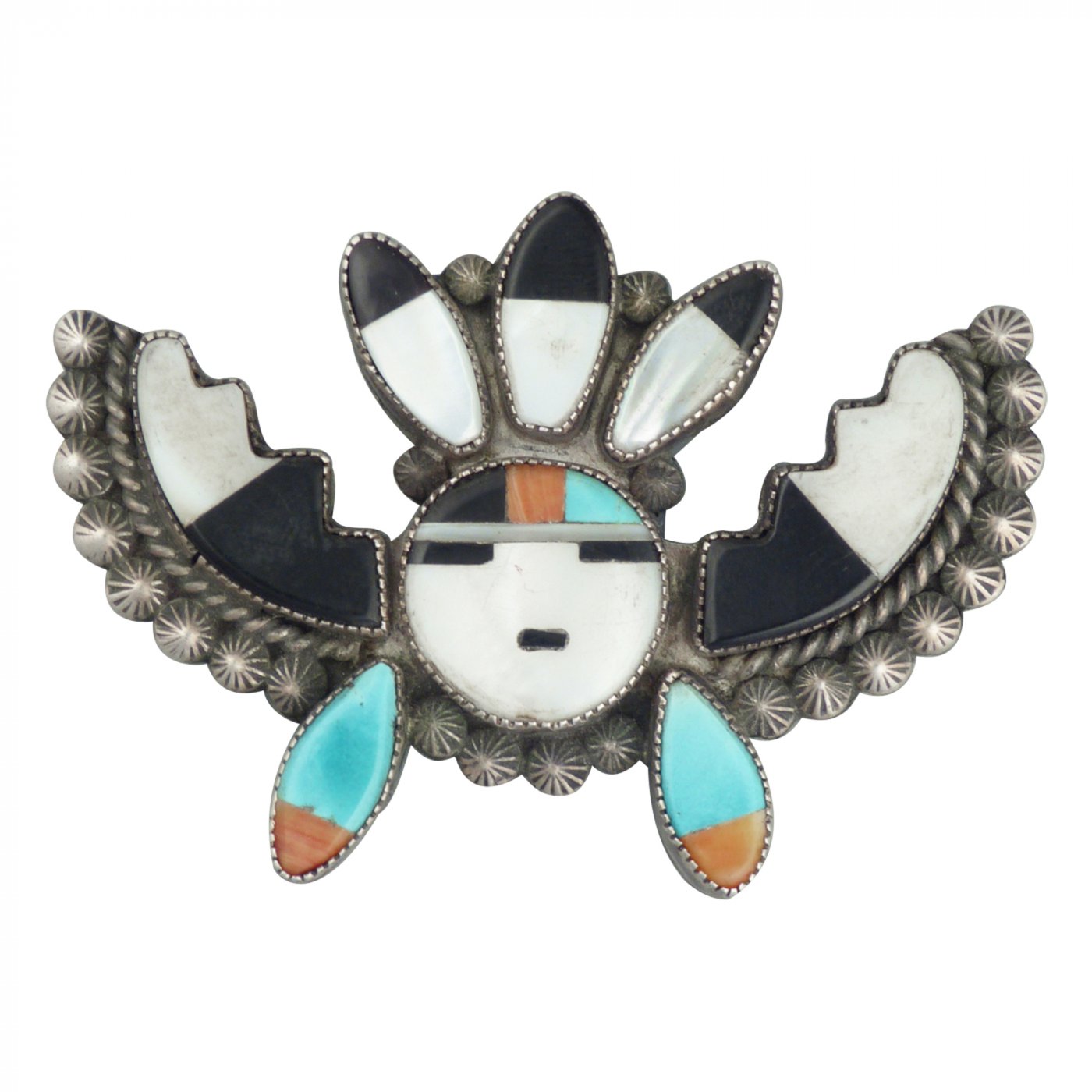 Zuni Sun God Inlay Pin, c. 1930 | Shiprock Santa Fe
