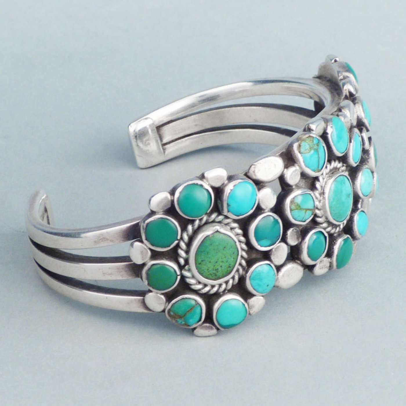 Silver and Turquoise Cluster Bracelet, c. 1940 | Shiprock Santa Fe