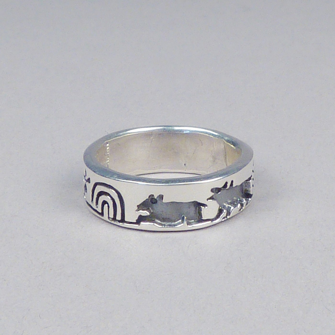 Sterling Silver Overlay Storyteller Ring | Shiprock Santa Fe