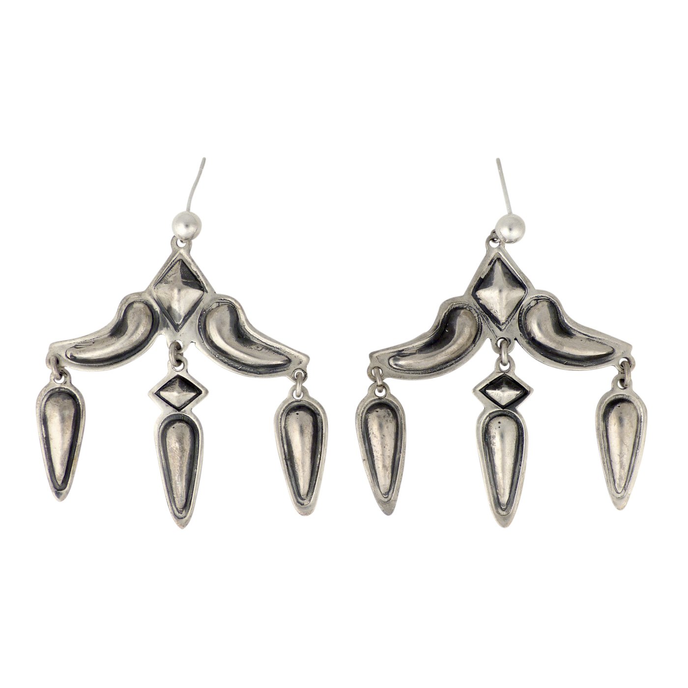 Cody Sanderson, Navajo Silver Earrings with Repousse | Shiprock Santa Fe
