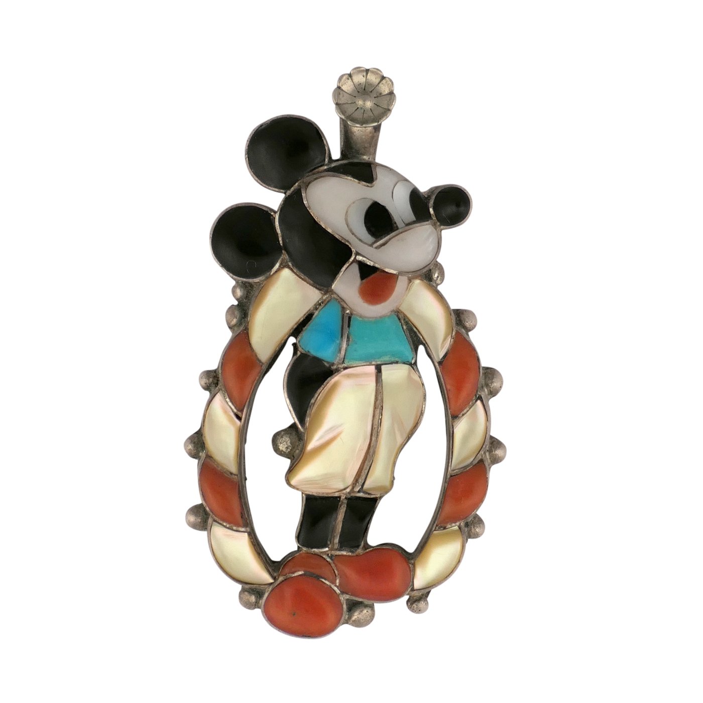 Veronica Natascio, Zuni Silver Mickey Mouse Pendant with Inlay, c.1970 ...