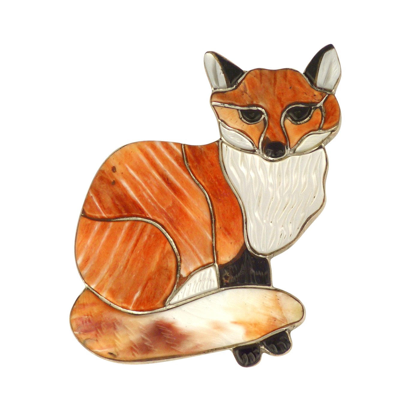 Virgil and Shirley Benn, Zuni Fox Pin/Pendant with Inlay | Shiprock ...