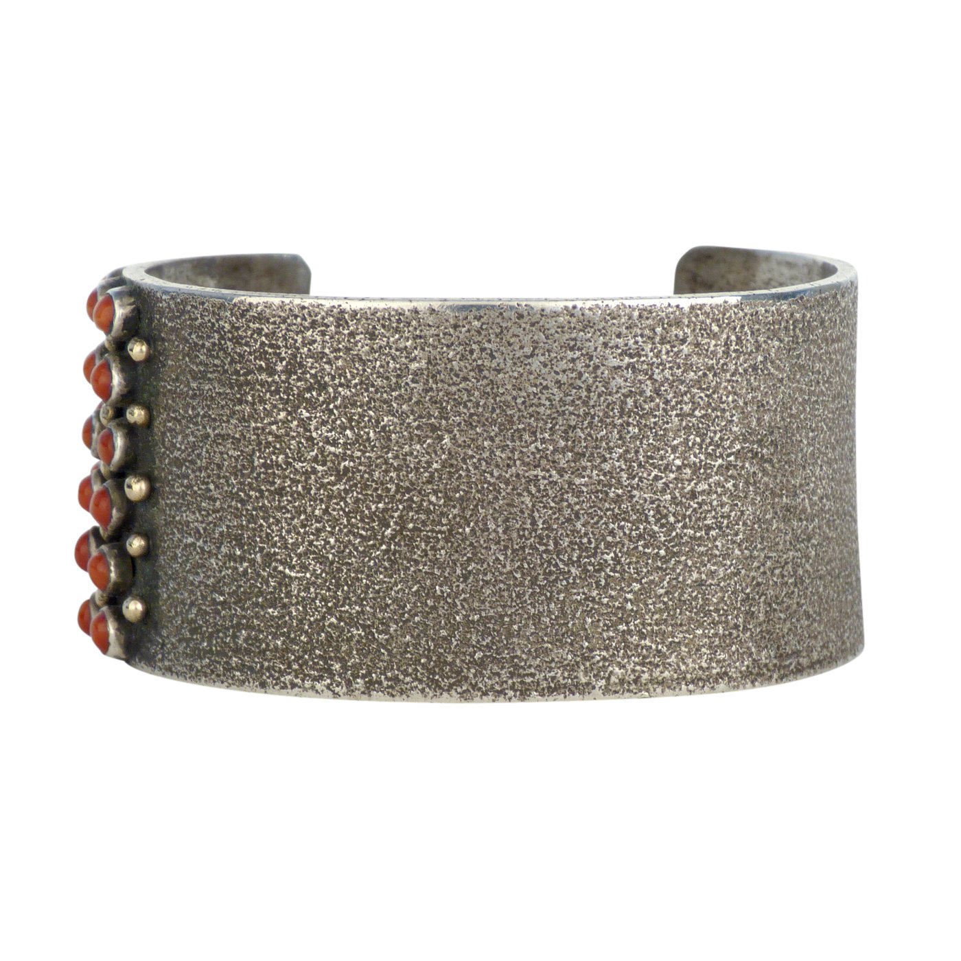 Navajo Cast Silver Bracelet with Twenty Four Coral Cabochons | Shiprock ...