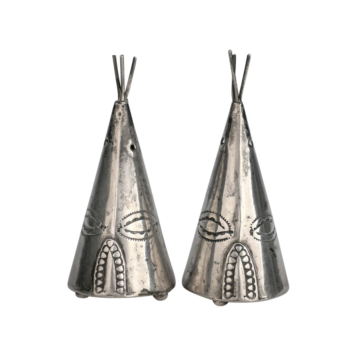 Navajo Silver Tipi Salt and Pepper Shakers, c.1940 | Shiprock Santa Fe