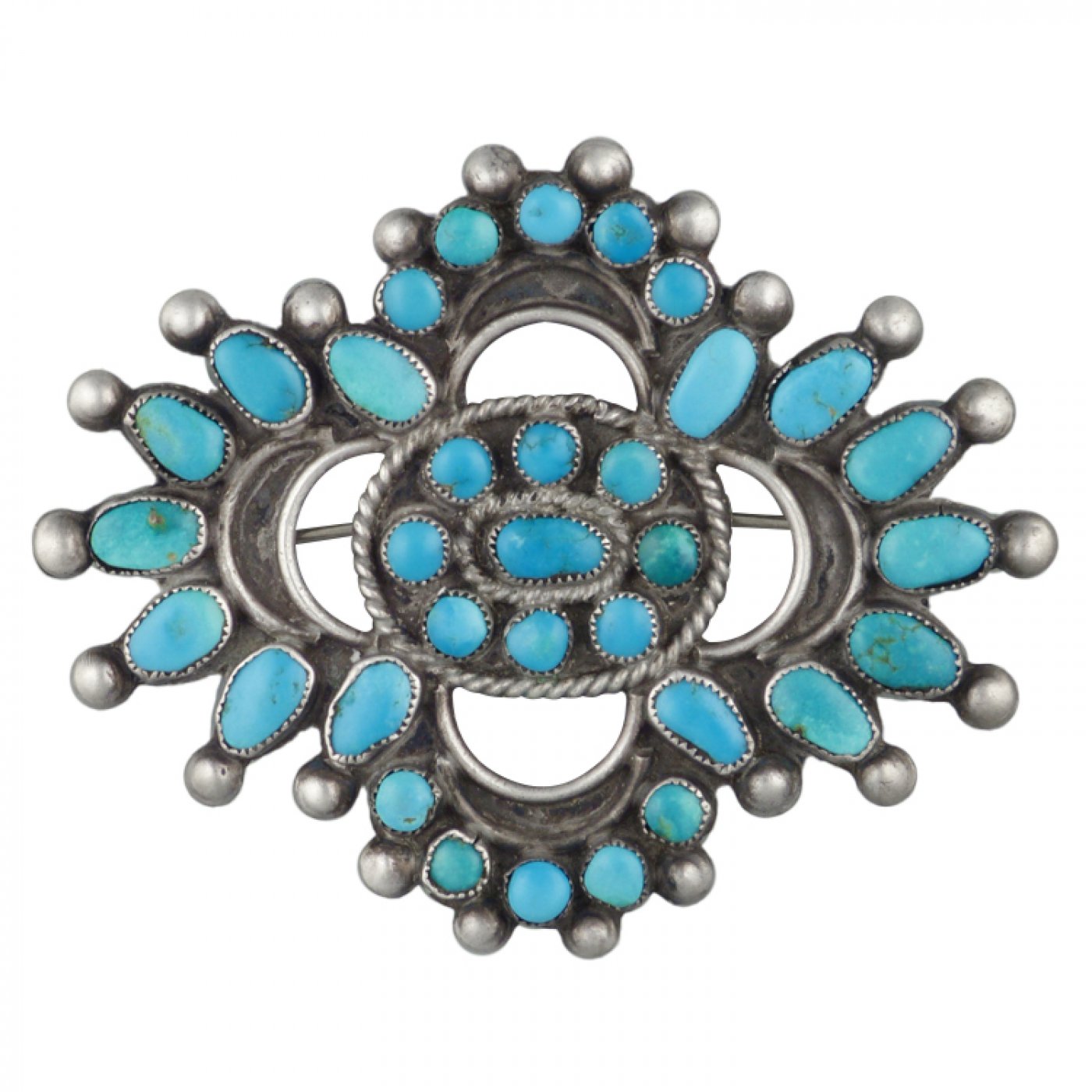 Zuni Turquoise Cluster Pin c.1950s | Shiprock Santa Fe