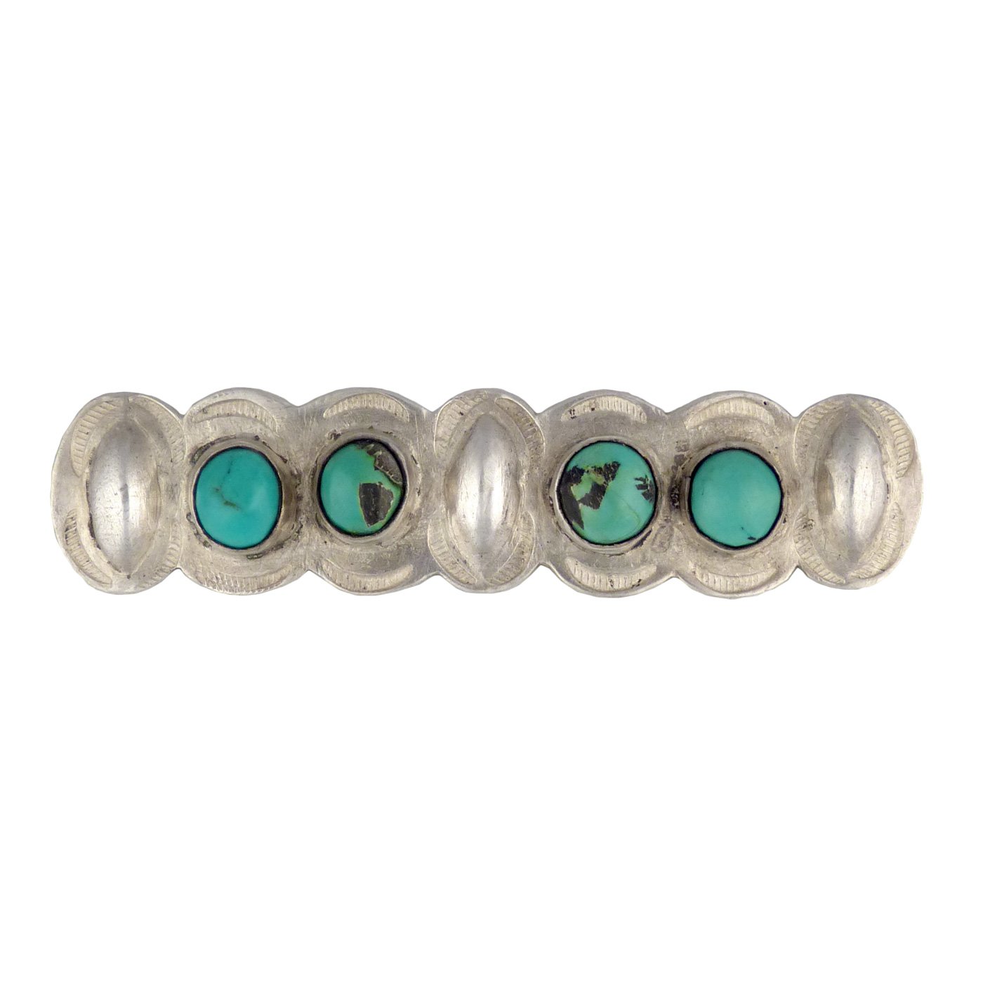 Navajo Silver Bar Pin with Turquoise Cabochons, c.1920 | Shiprock Santa Fe