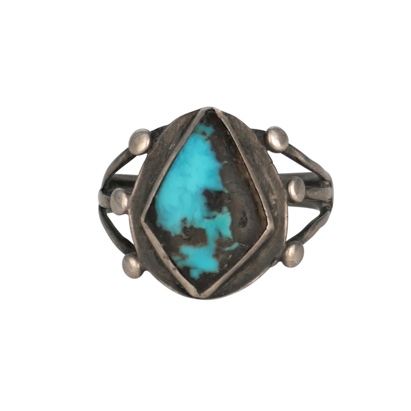Navajo Silver Split Shank Ring with Turquoise Cabochon, c.1920 ...