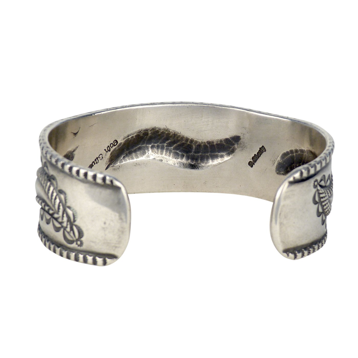 Perry Shorty, Navajo Stamped Coin Silver Bracelet with Repousse ...