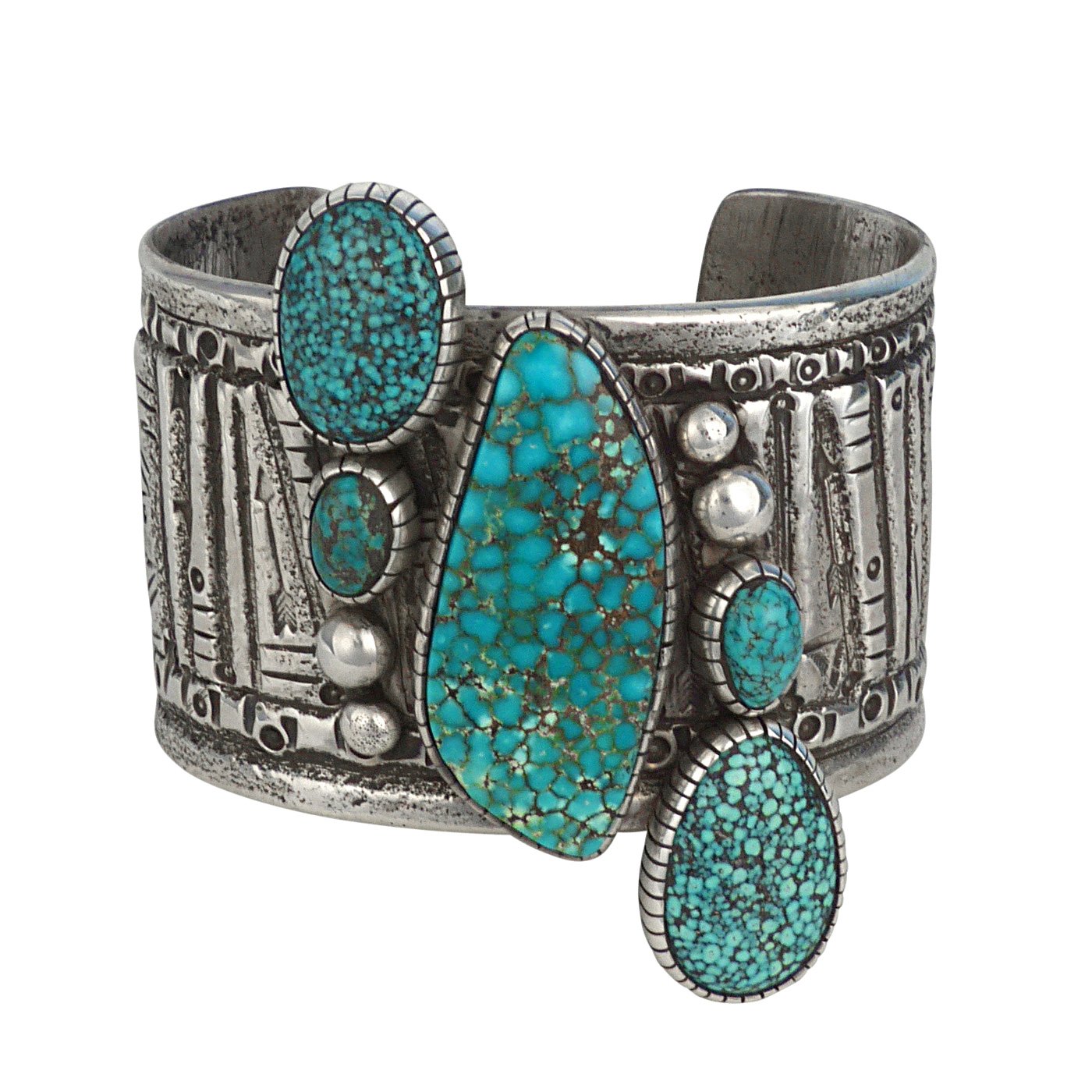 Tony Abeyta Cast Silver Bracelet and with Spiderweb Kingman Turquoise ...