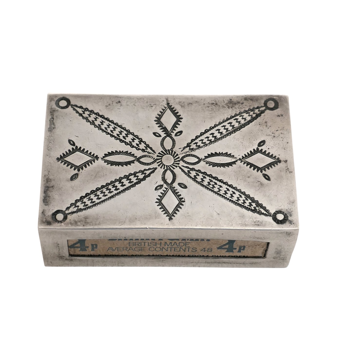 Navajo Stamped Silver Matchbox Cover, c.1930 | Shiprock Santa Fe