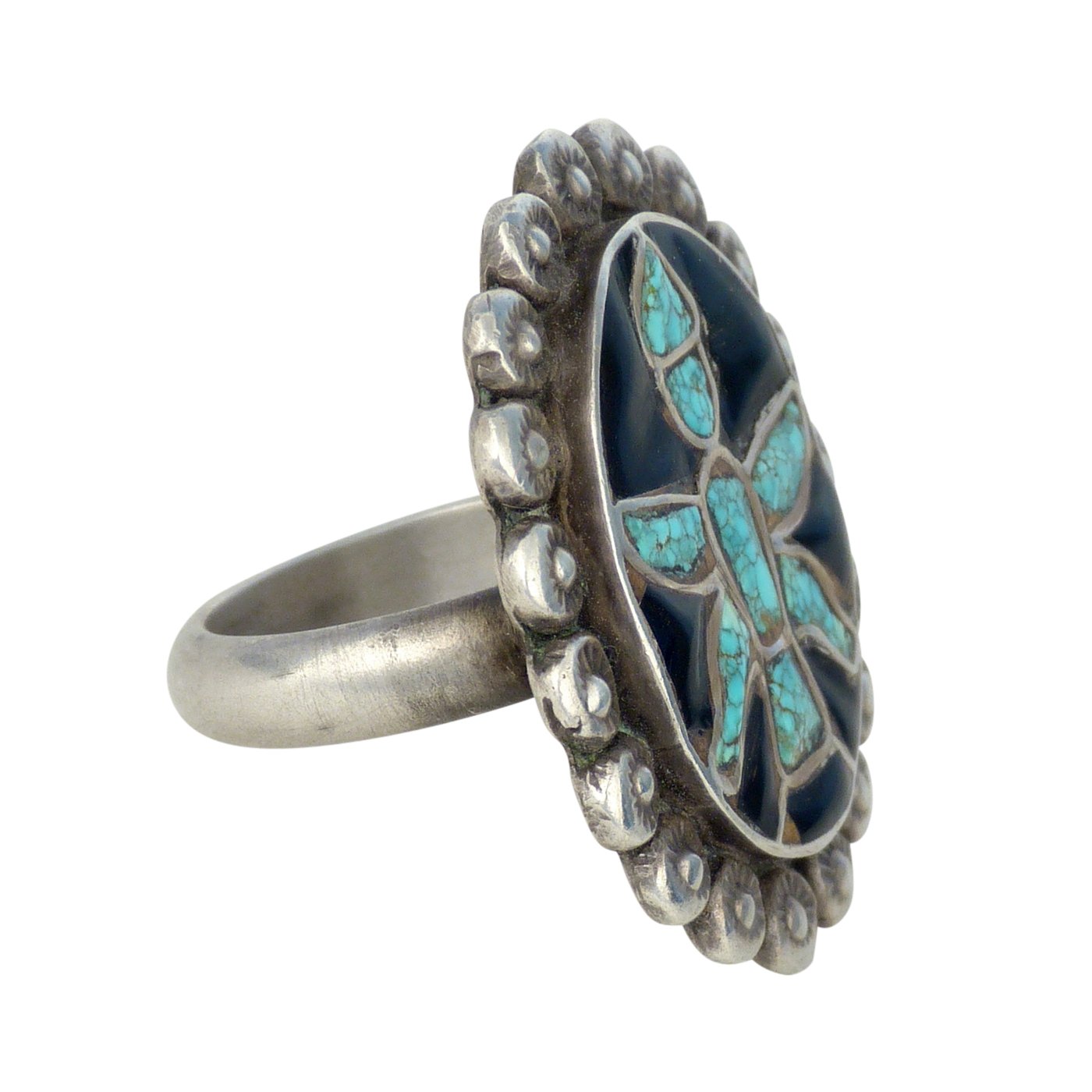 Zuni Turquoise Channel Inlay Knifewing Ring, c.1950 | Shiprock Santa Fe