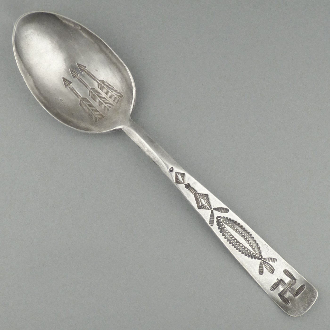 Navajo Stamped Silver Spoon with Whirling Log, c.1920 | Shiprock Santa Fe