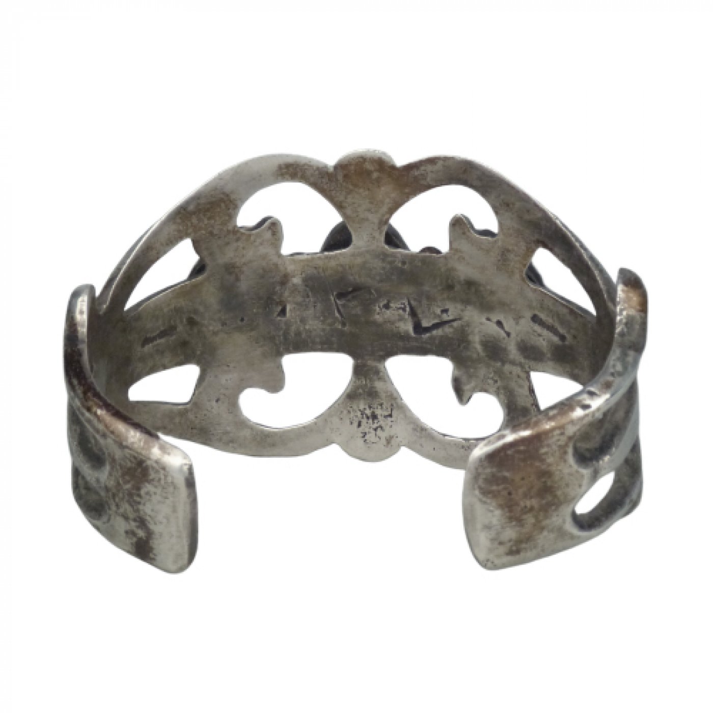 Navajo Sand Cast Silver Bracelet with Three Turquoise Stones c.1970 ...